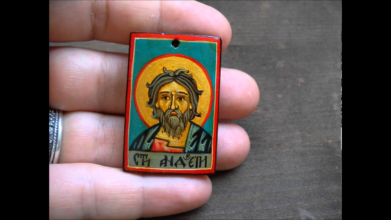 Hand painted miniature icon of Saint Andrew the Apostle - YouTube