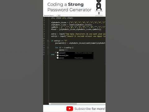Random password generator in MATLAB! - YouTube