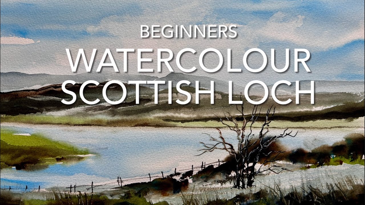 Beginners LOOSE WATERCOLOR SCOTTISH LOCH Landscape! WATERCOLOUR ...