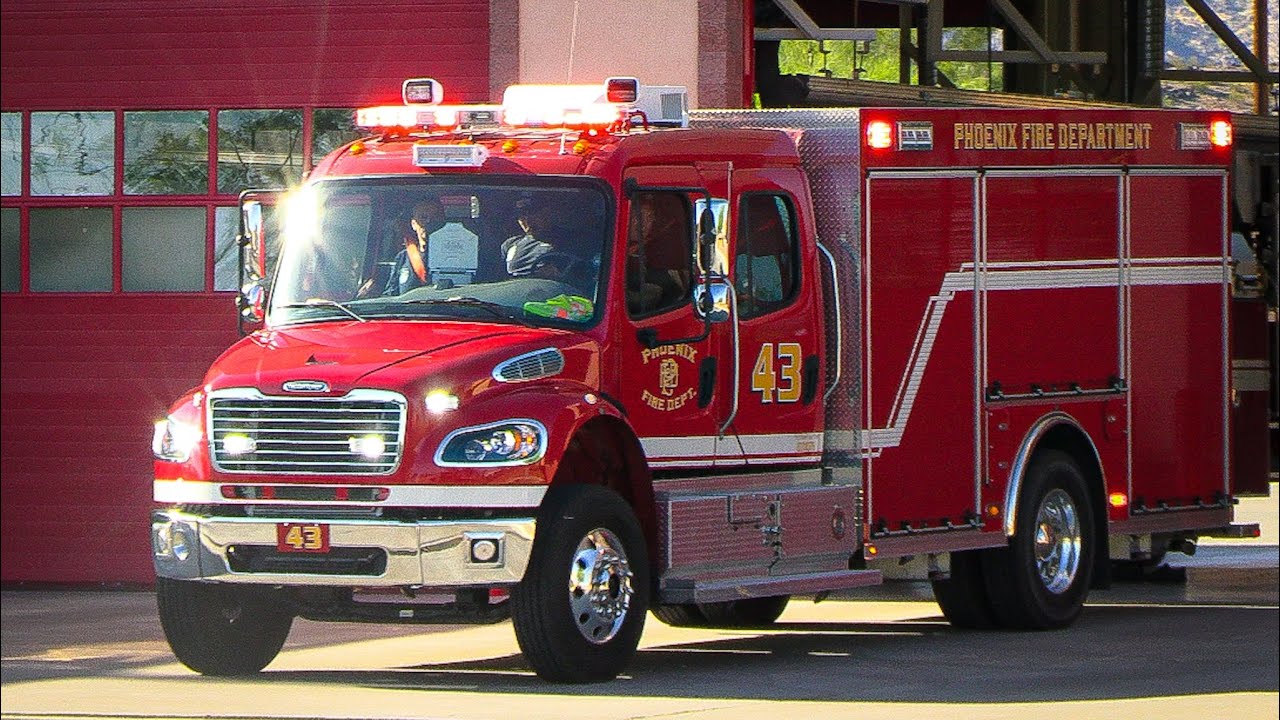 Phoenix Fire Dept. Ladder Tender 43 responding - YouTube