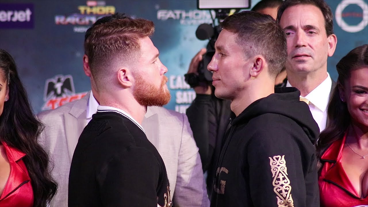 INTENSE CANELO ALVAREZ STARES DOWN GENNADY GOLOVKIN IN FINAL FACE-OFF ...