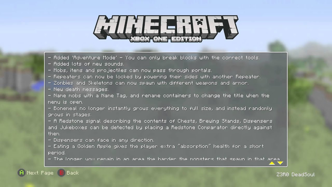Minecraft Xbox One Edition New Update - YouTube
