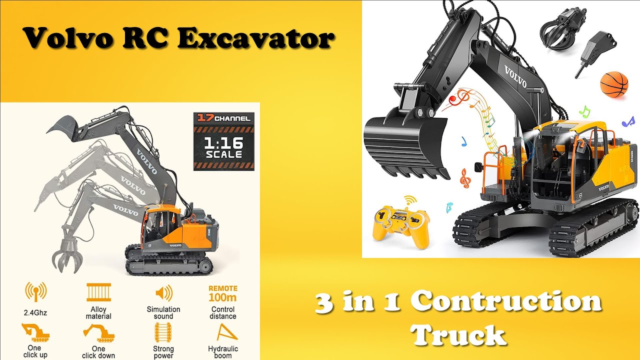 Volvo RC Excavator 3 in 1 Construction Truck | Remote Control Excavator ...