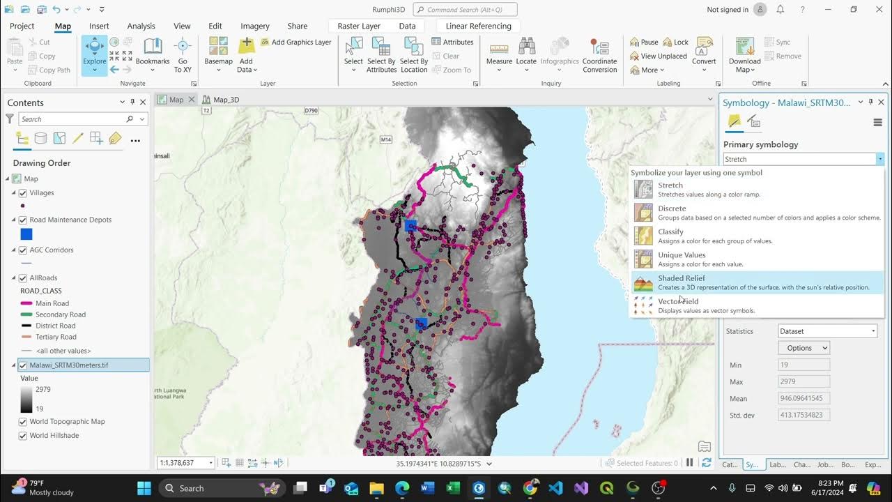 Customizing and visualizing raster data or DEM as shaded relief 3D in ...