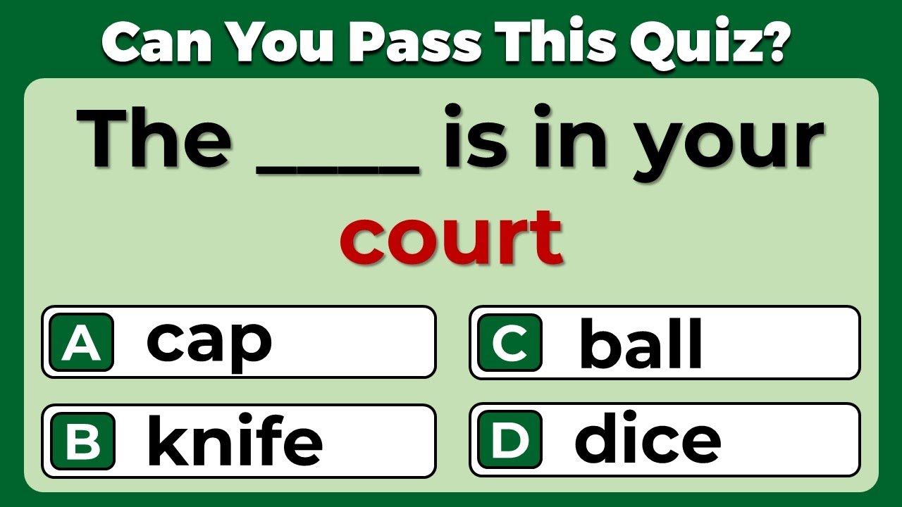 English Idiomatic Quiz: CAN YOU PASS THIS QUIZ? #27 - YouTube