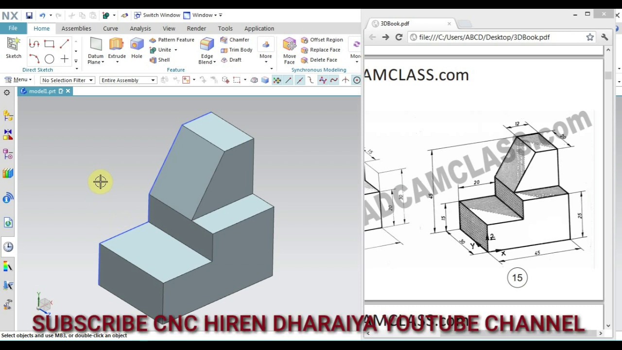 UNIGRAPHICS 3D DRAWING 5 - YouTube