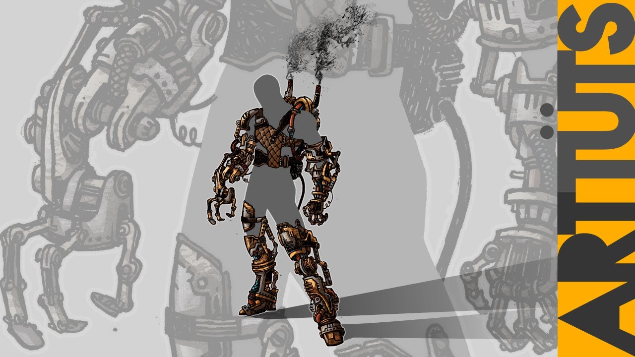 Art Tutorial DIY Draw Bio-mechanical Suit - YouTube