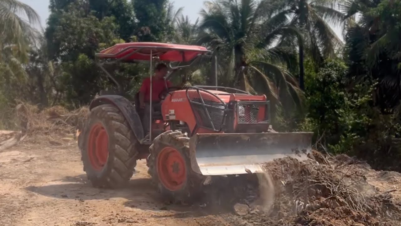 Tractor | Work So Hard | Tractor works pushes land near the big road ...