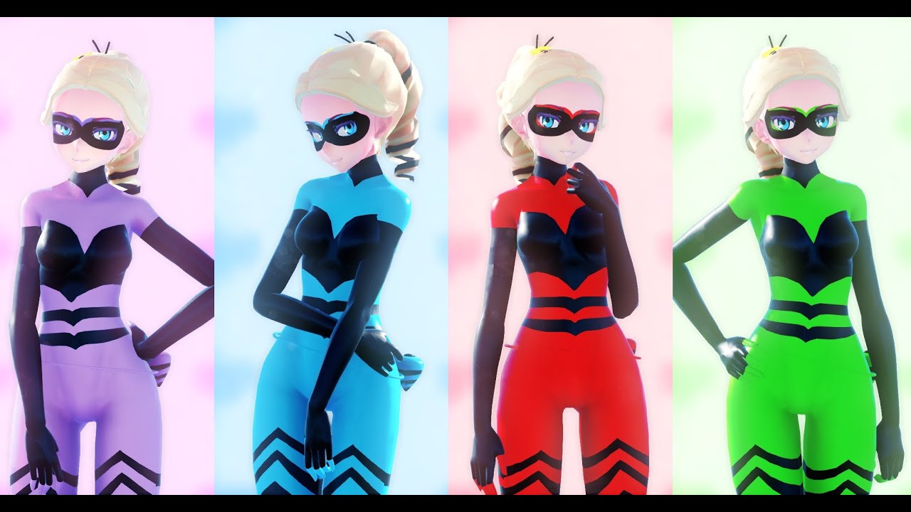 【MMD Miraculous】Queen Bee Transformations MULTICOLOR【60fps】 - YouTube