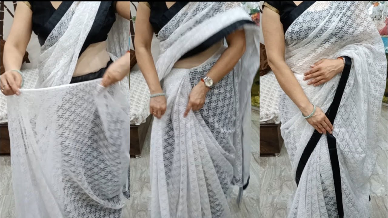 How to wear Net Saree in just 3 minutes | net saree draping tips step ...