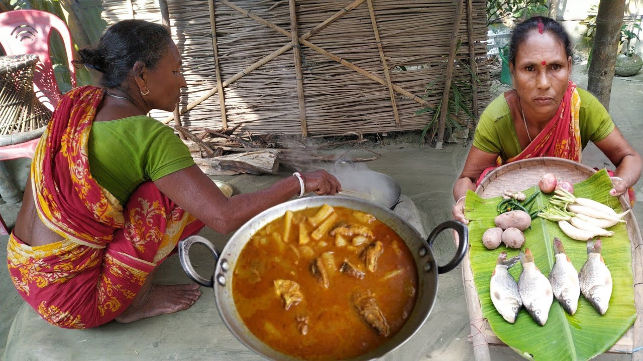 Indian village cooking fish recipe with vegetables | very testy local ...