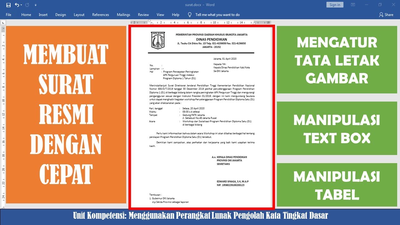 Video 11 - Ms WORD - Membuat Surat Resmi dengan Cepat, Rapi dan Mudah ...