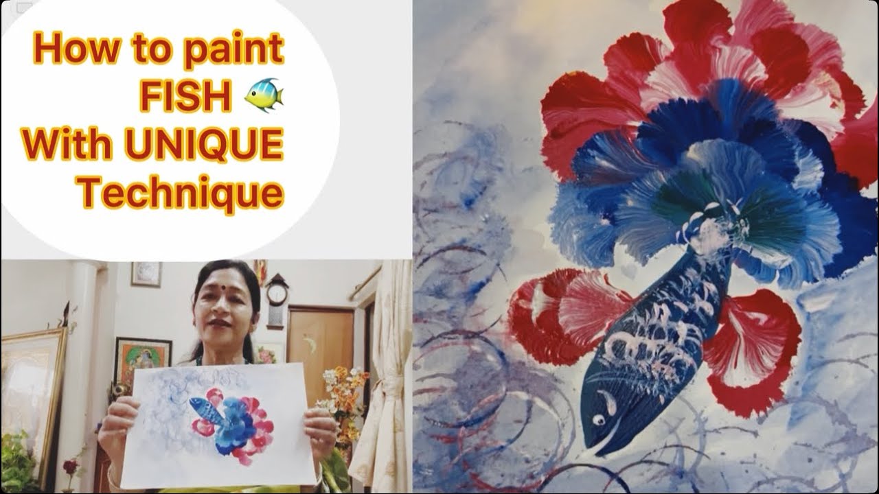 How to paint Fish with easy technique / Amazing method to paint fish ...
