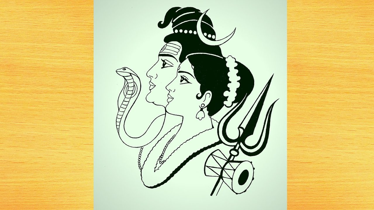 how to draw shivan parvati drawing | shiva parvati drawing easy | shiva ...