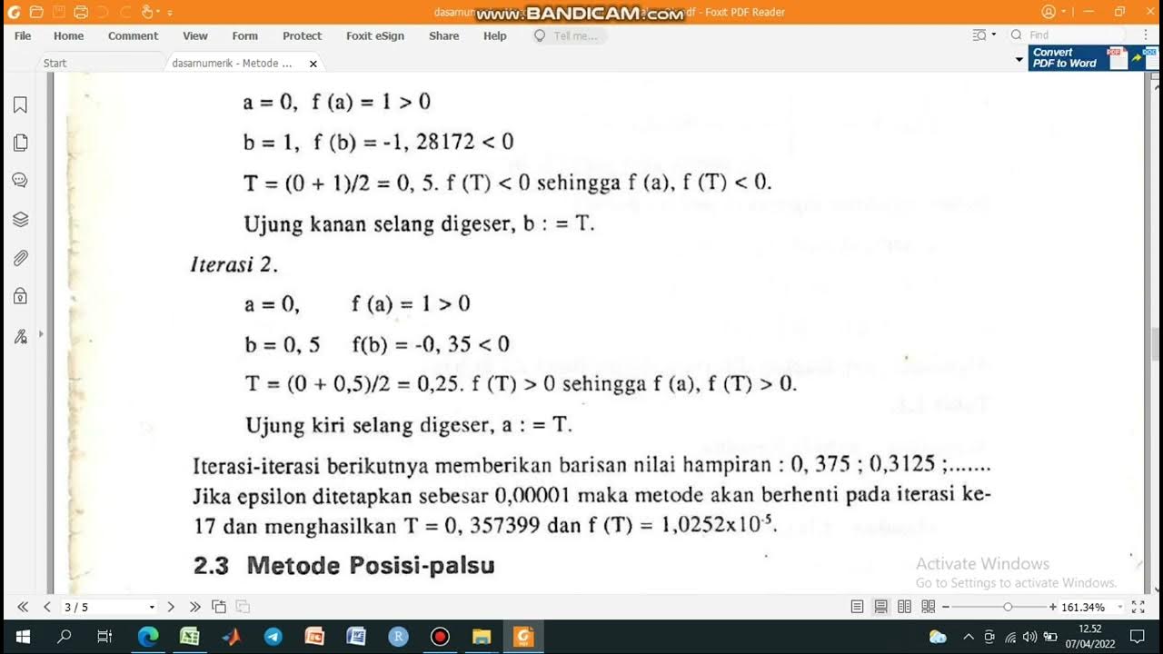 Metode Bagi Dua Metode Numerik Bisection Method Dan Contoh Soal Dengan