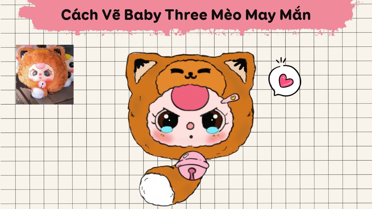Cách Vẽ baby three mèo thần tài - Vẽ baby three mèo may mắn - Hd vẽ Baby three Lucky Cat - YouTube