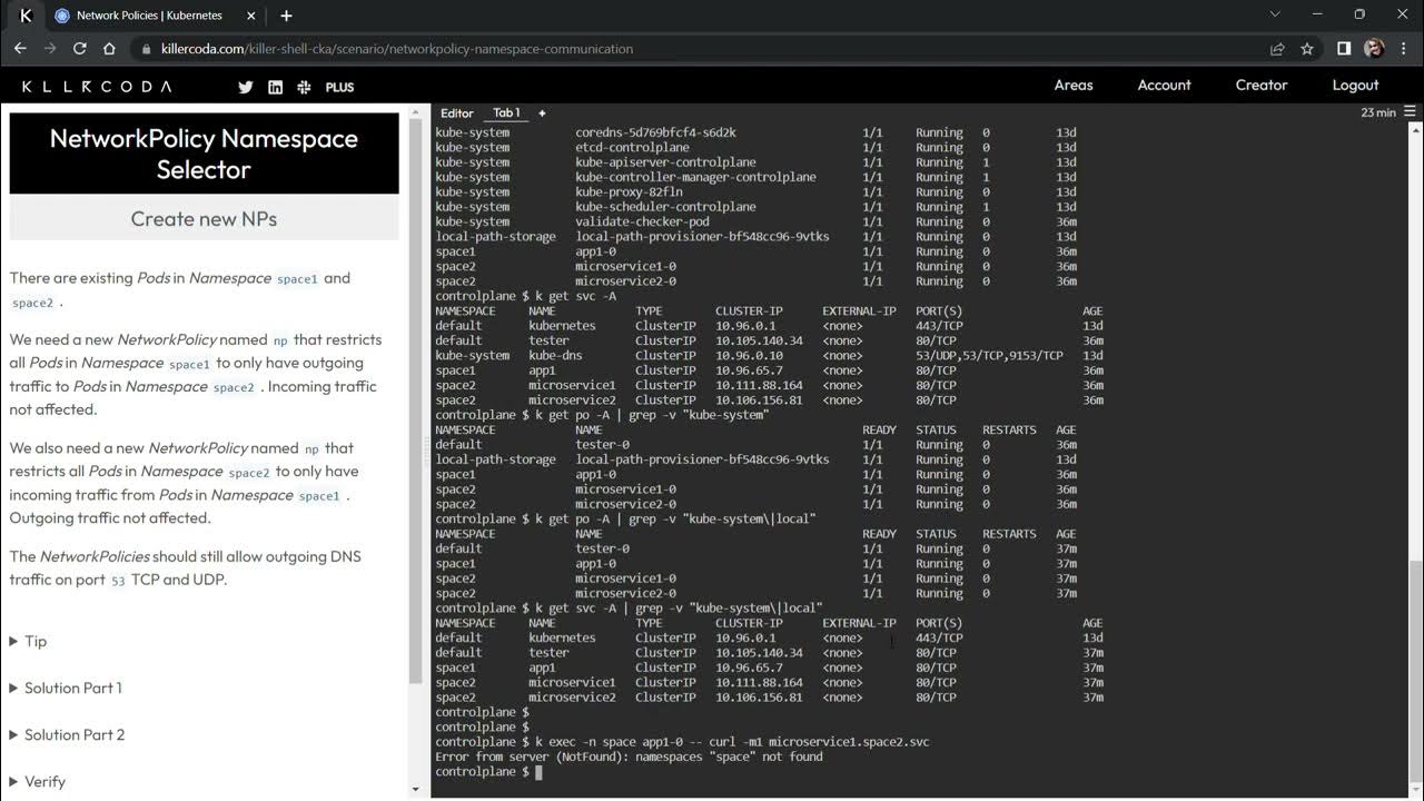 Network Policy Namespace Selector - Killer Shell CKA Killercoda Solution - YouTube