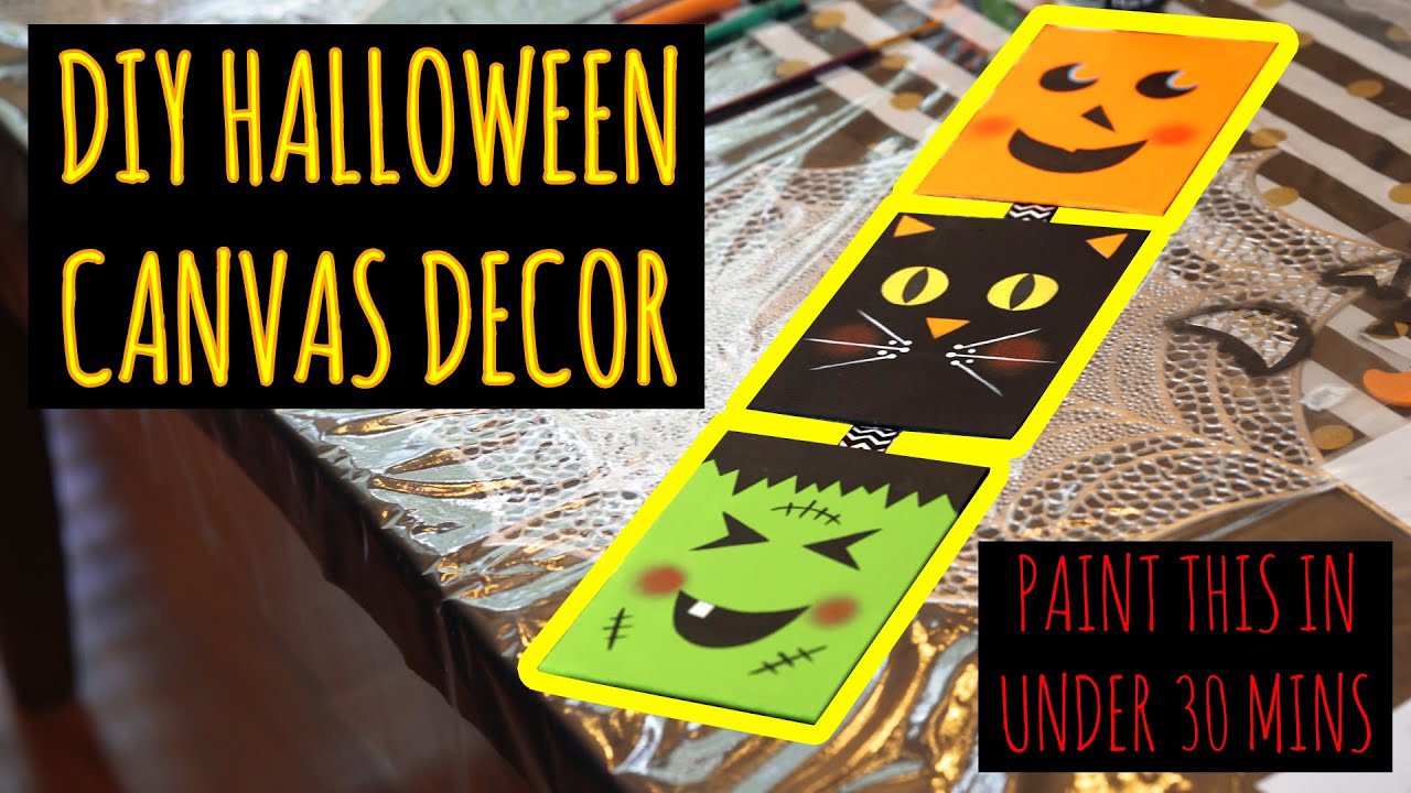 DIY Halloween Canvas Painting Decor - YouTube
