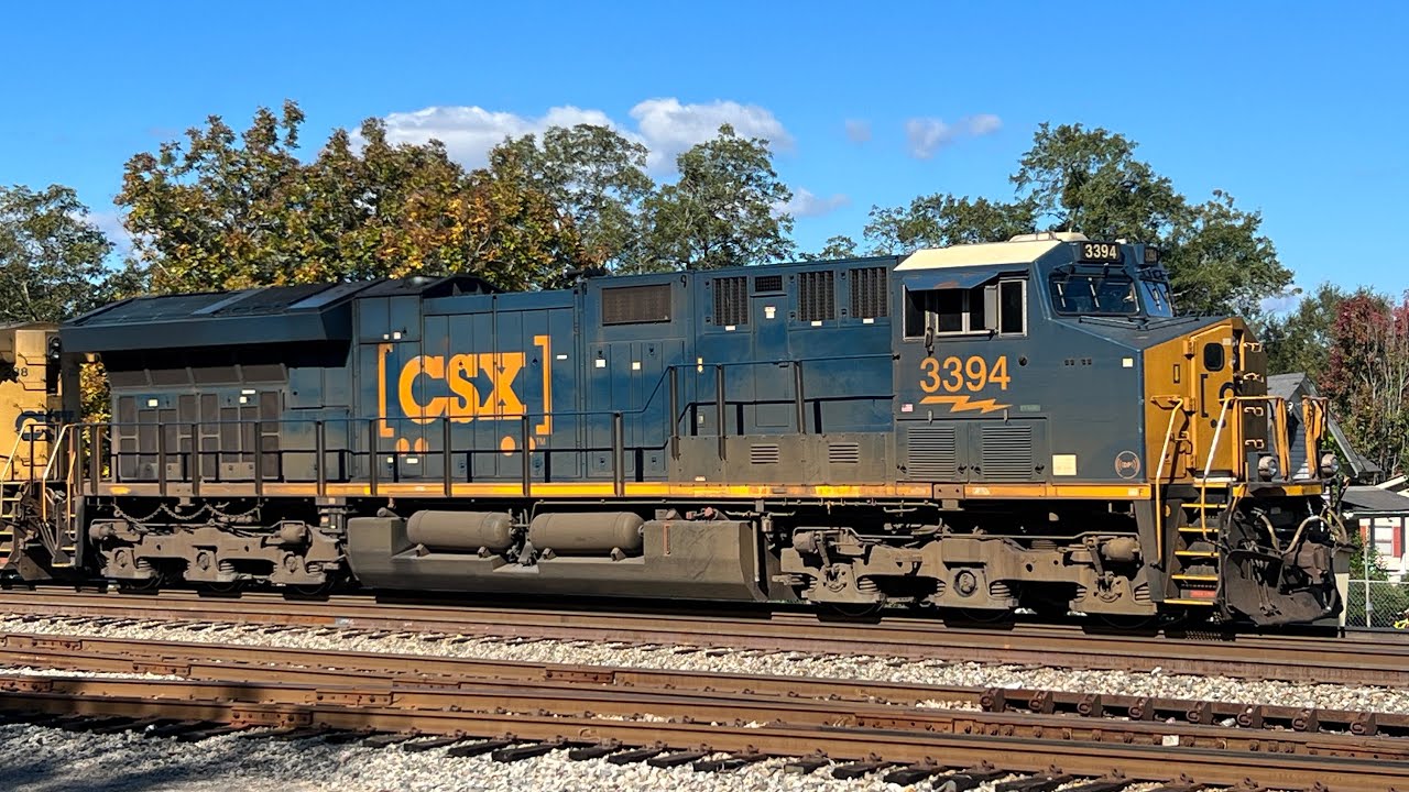 CSX 3394, 288 & 5272 hauling a massive load of mixed freight through ...