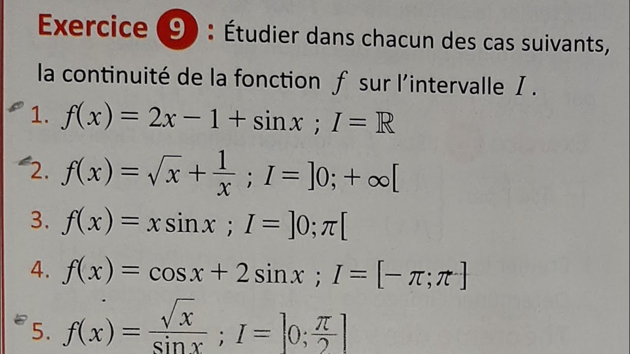 Exs 9 et 10 p 41 : Continuité d'une fonction-2 bac pc : maxi maths ...