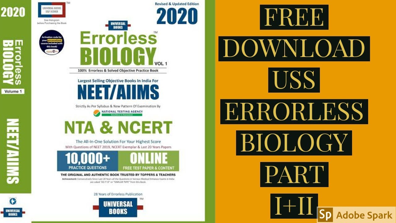 NEET2020: FREE DOWNLOAD USS ERRORLESS BIOLOGY PART I+II - YouTube