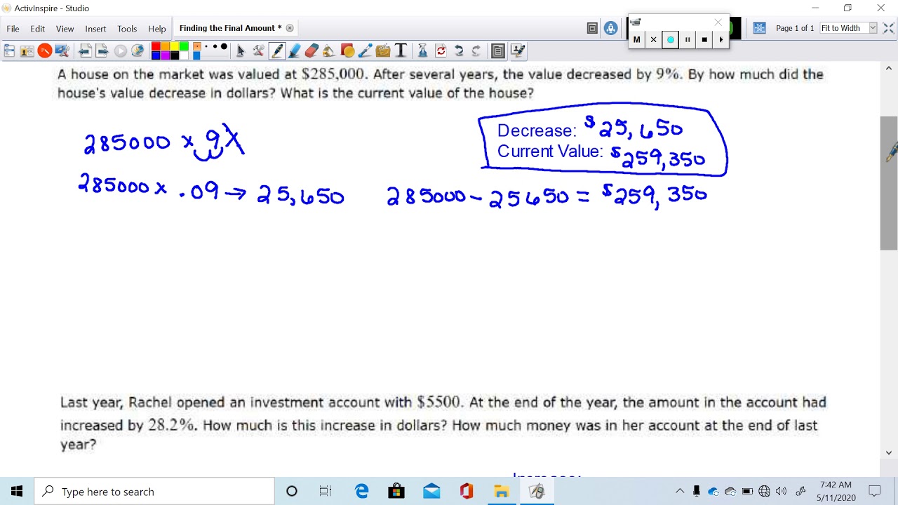 Finding The Final Amount Given The Original Amount And A Percentage Of finding-the-final-amount-given-the-original-amount-and-a-percentage-of