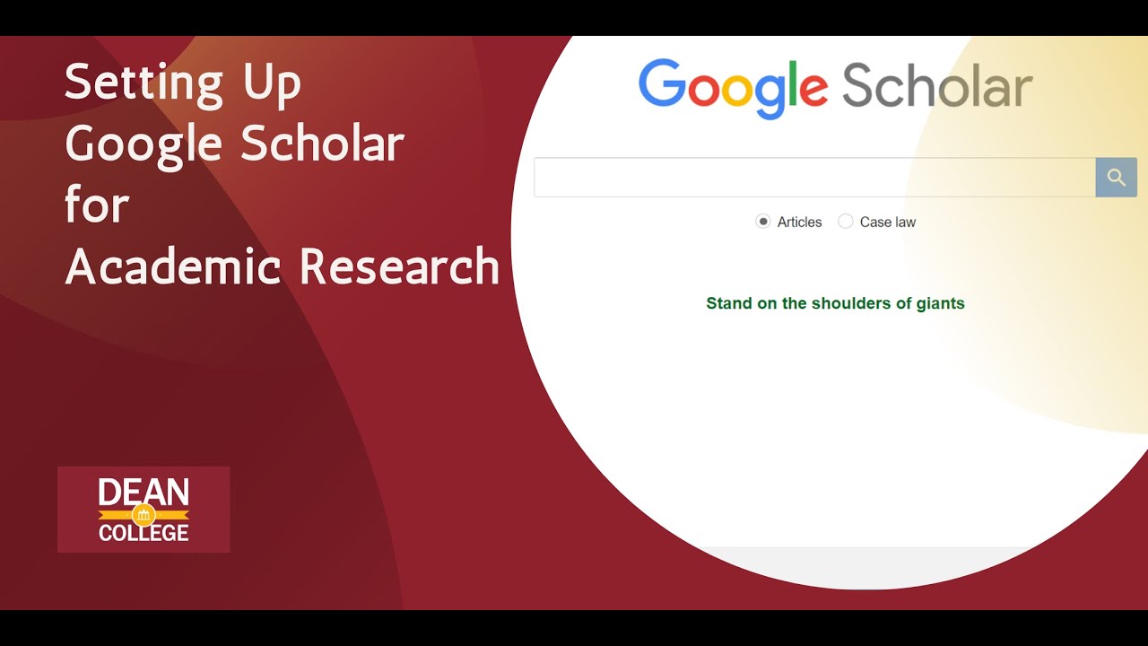 Setting Up Google Scholar for Academic Research - YouTube