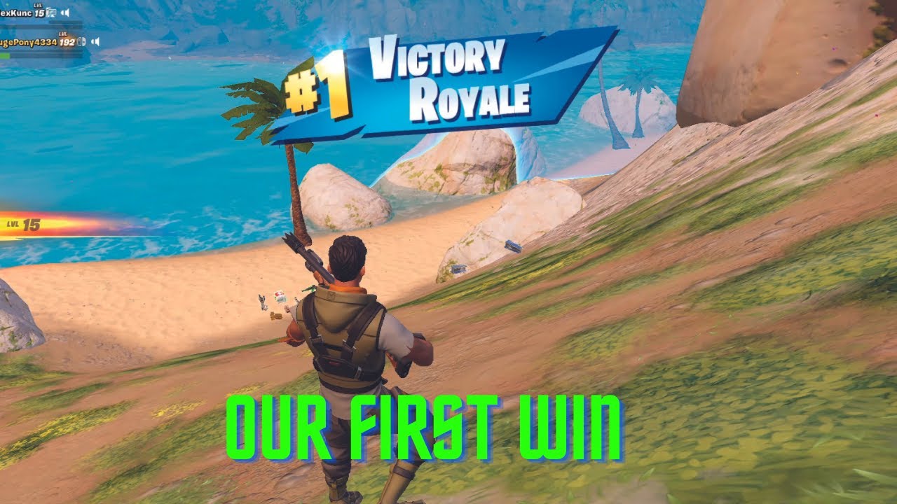 Getting Our First WIN in FORTNITE - Kids Gameplay - YouTube