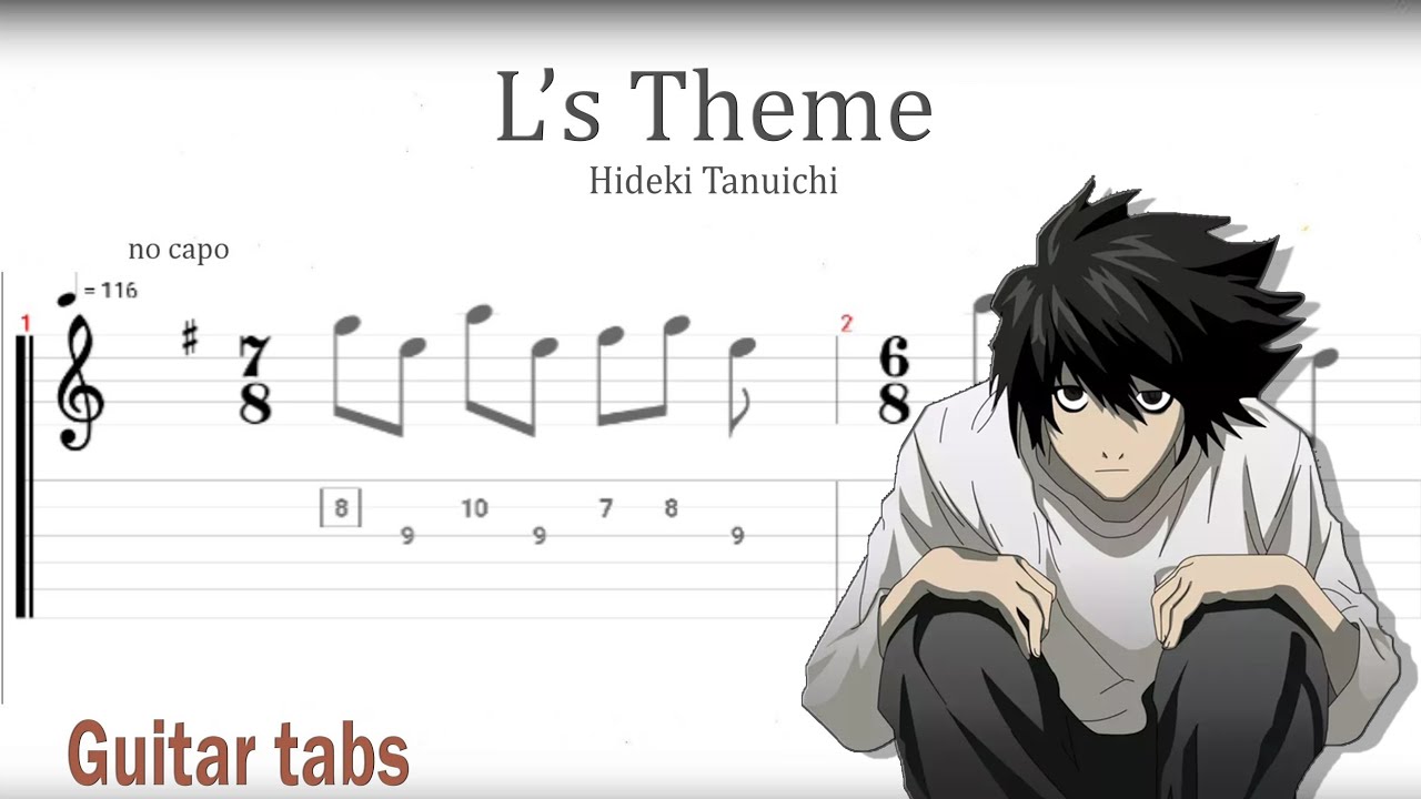 (L's Theme) from Death Note guitar tabs SLOWED - YouTube