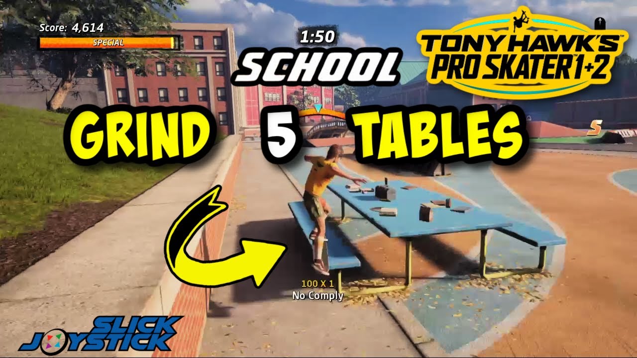 Thps 1+2 School Grind 5 Tables Locations | Fastest Route in 1 Minute ...