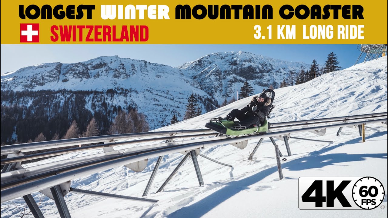 Switzerland LONGEST Mountain Coaster • Winter RIDE++ 4K 60fps video ...
