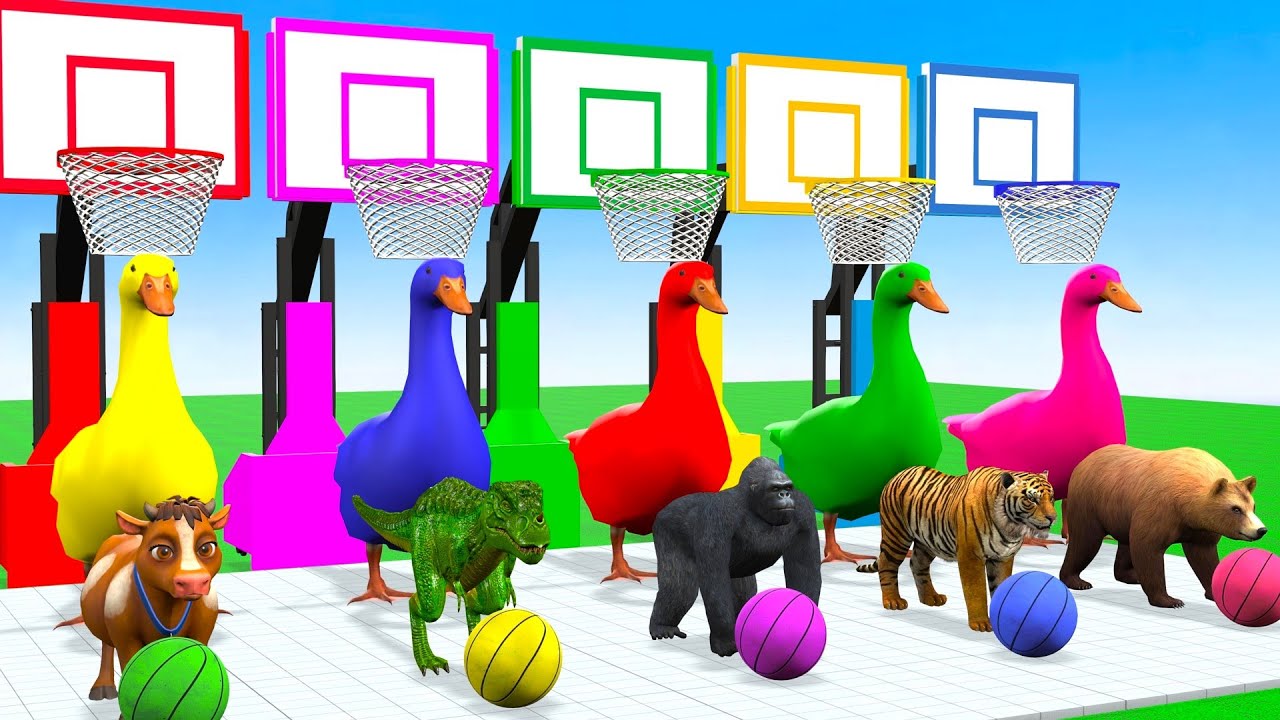 Long Slide Game With Elephant Gorilla Buffalo Hippopotamus Tiger 3d ...