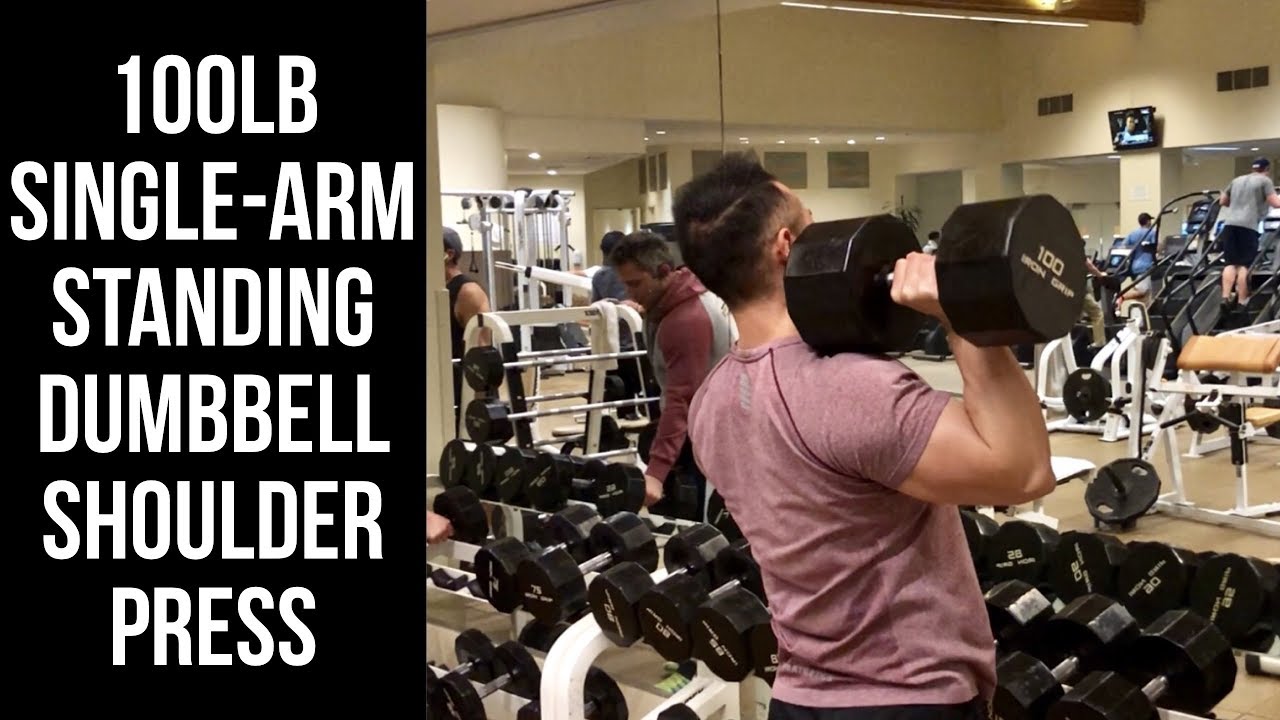 100LB Single-Arm Standing Dumbbell Shoulder Press - YouTube