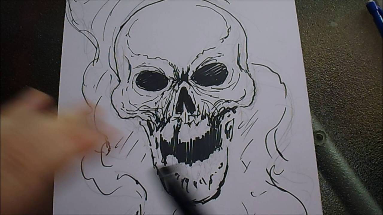 How To Draw A Skull Splatter Head - YouTube