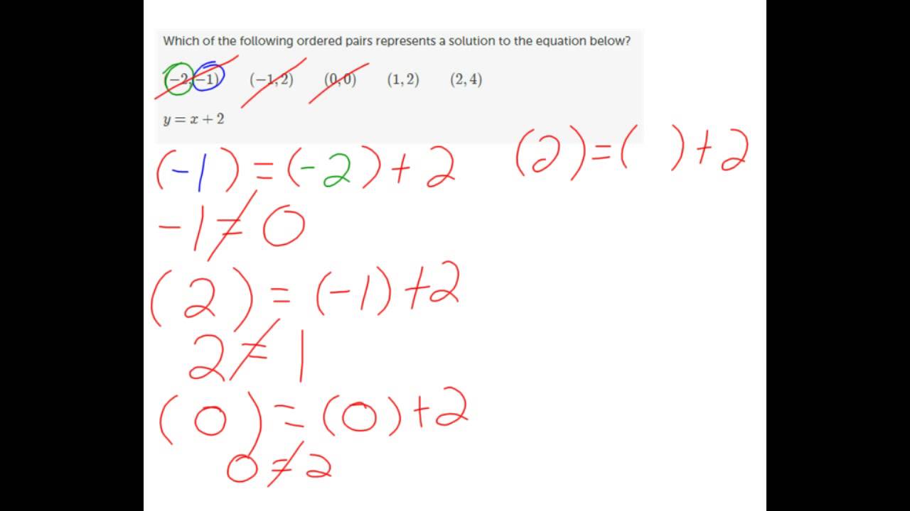 Ordered Pair Solutions To Linear Equations Youtube