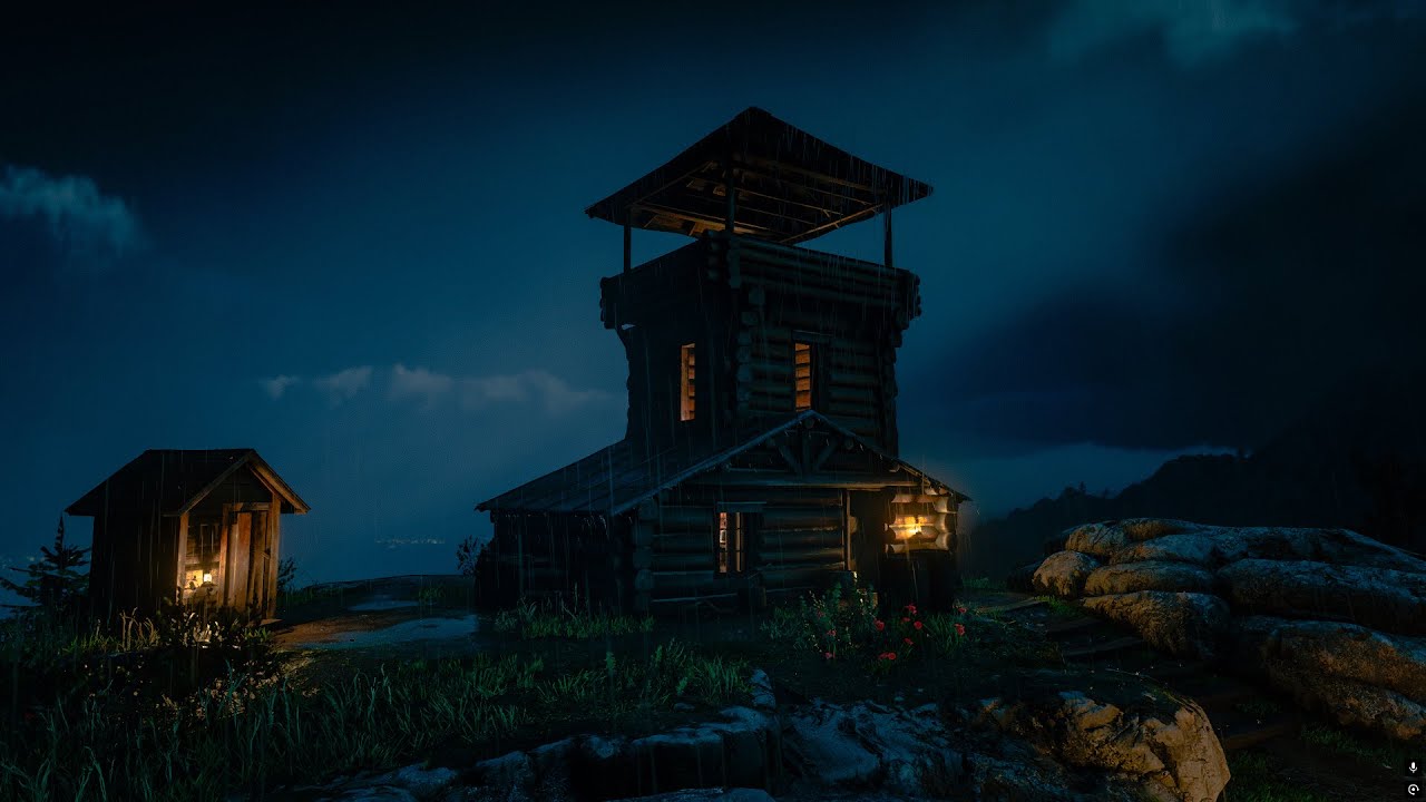 Abandoned Watchtower Endures the Storm | RDR2 Thunder & Rain Ambience ...