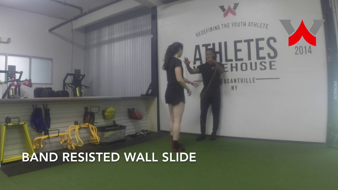 BAND RESISTED WALL SLIDES - YouTube