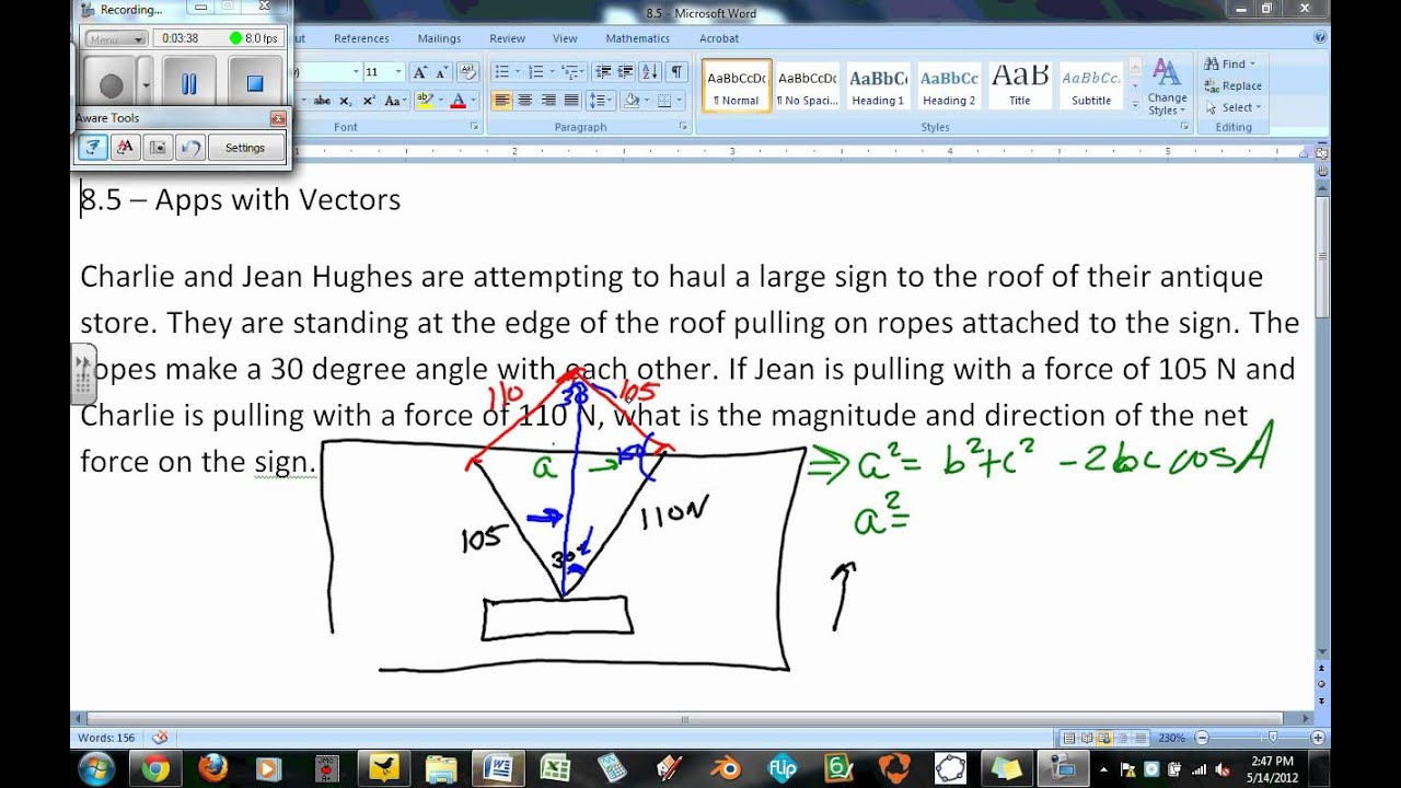 8 5 Applications of Vectors - YouTube