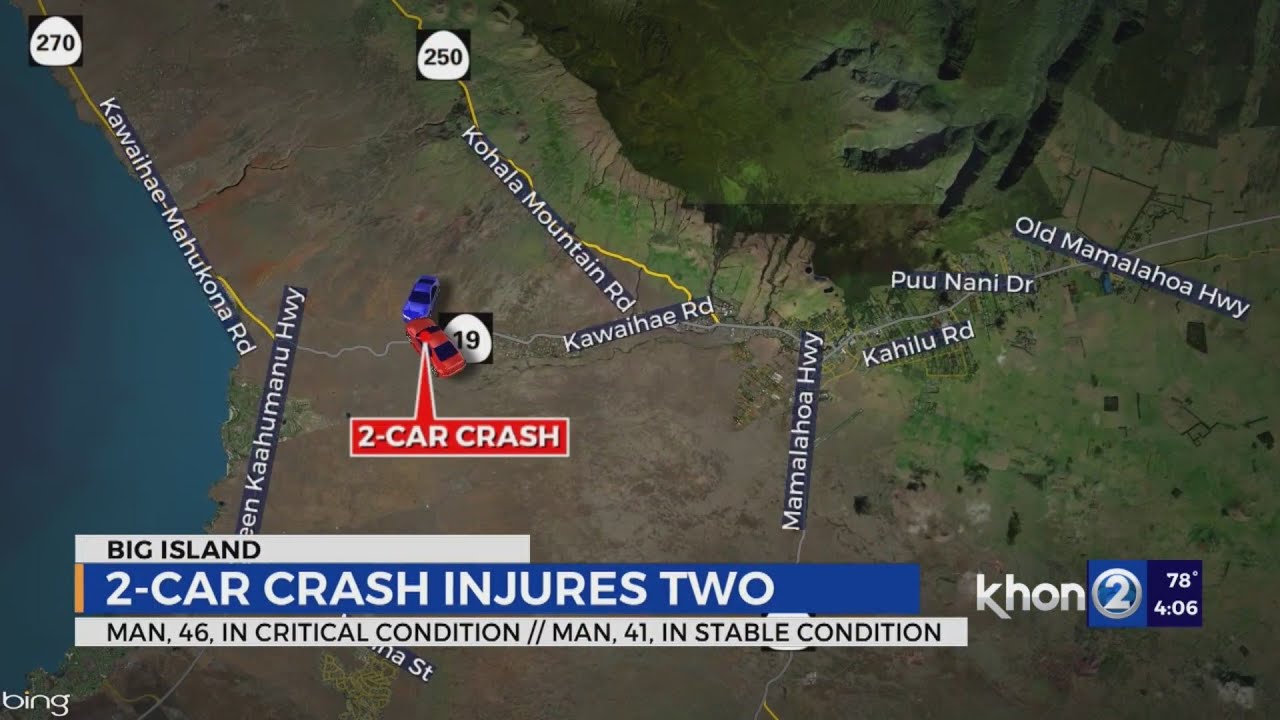 2 people injured in 2-car crash on Hawaii Island - YouTube
