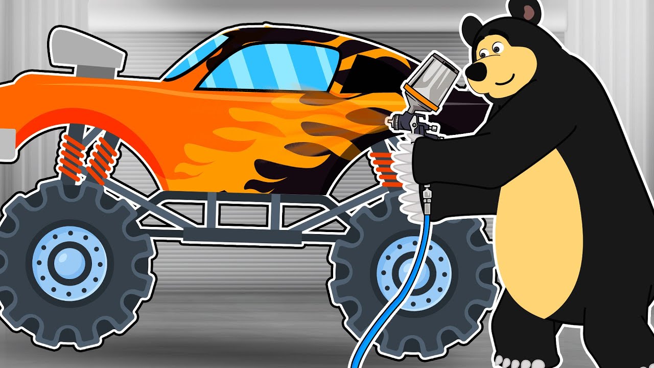 The Bear Garage: Restoring a Big Car Racing | Funny Animation - YouTube