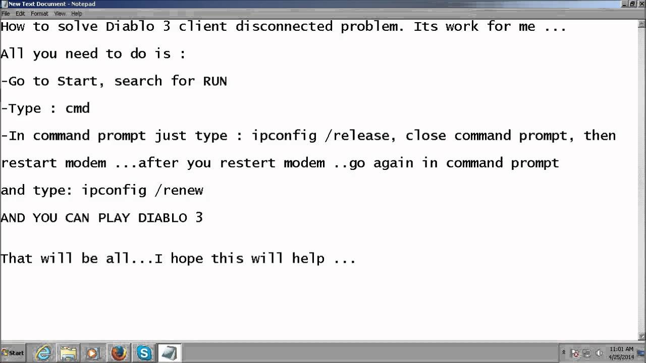Diablo 3 client disconnected problem SOLVED - YouTube