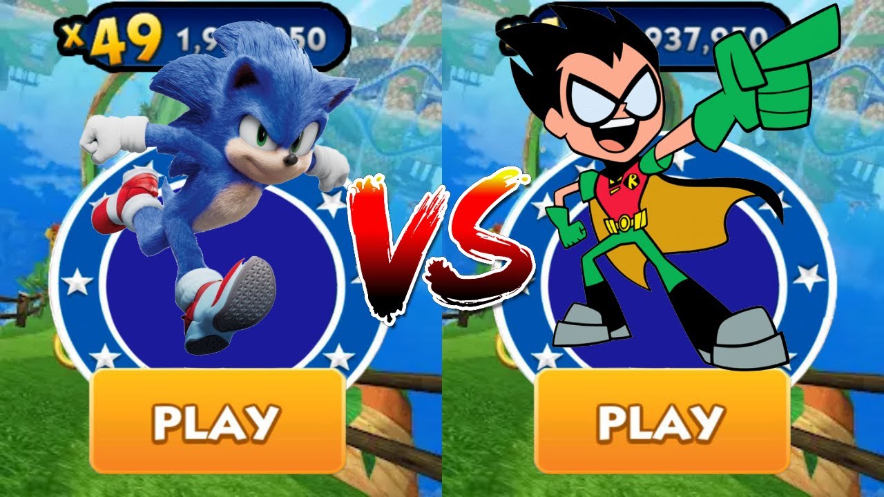 Sonic Dash vs Robin Teen Titans Run - Movie Sonic vs All Bosses Eggman ...