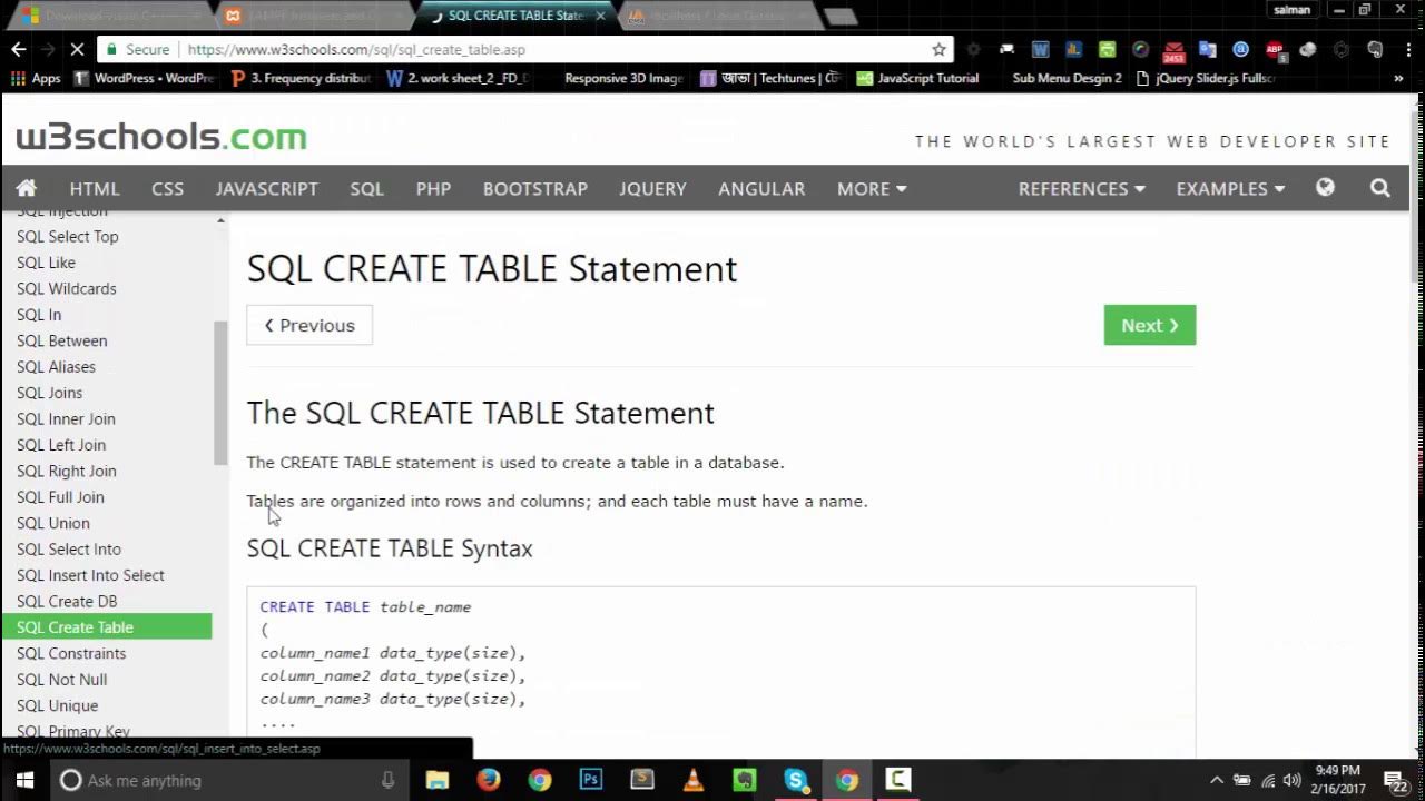 MySQL Database - CSE Course Part Two . Create Table & Insert Value - YouTube