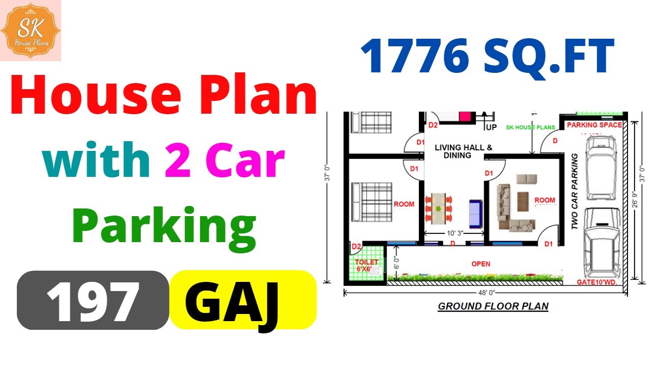 48 X 37 House Plan / 1776 Sqft Ghar Ka Naksha / 197 Sqyds / 165 Sqm ...