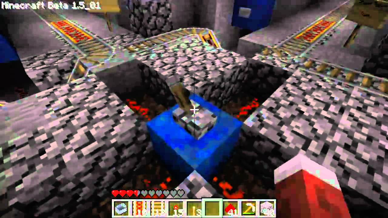 Minecraft - Very simple four way cart intersection - YouTube