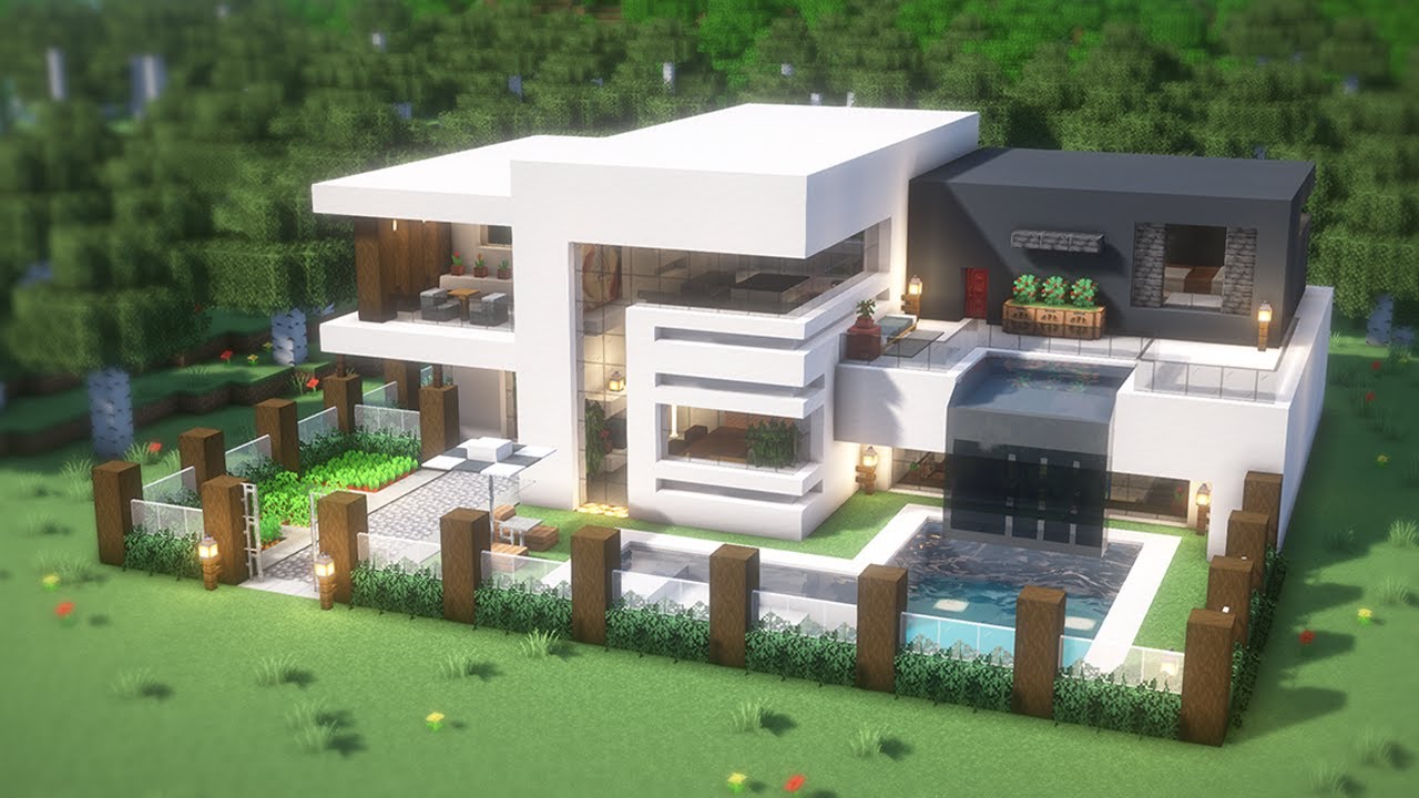 Minecraft How To Build A Modern House Tutorial39 마인크래프트 건축 모던하우스 인테리어 Youtube