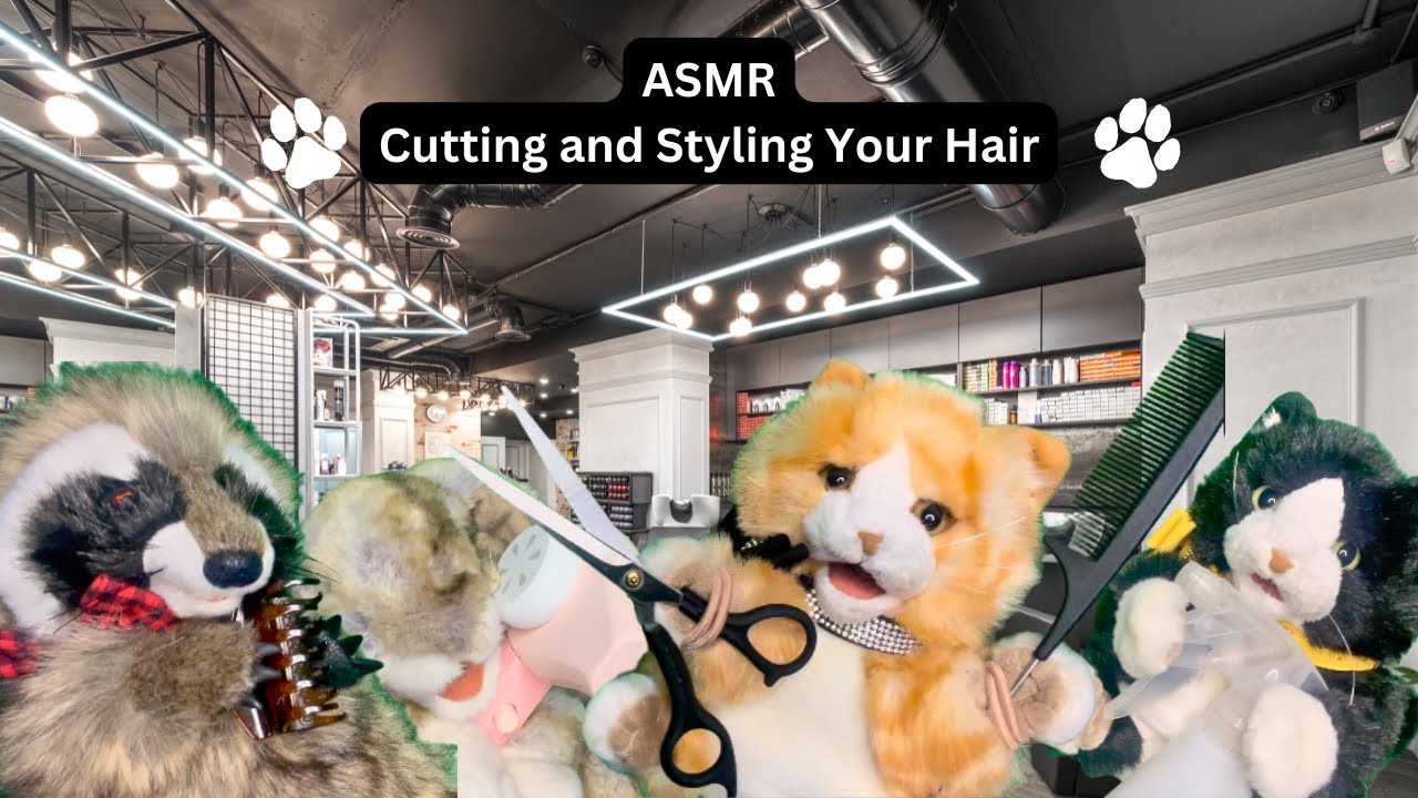 Puppet ASMR Roleplay Cat Cutting and Styling Your Hair Layered Sounds ...