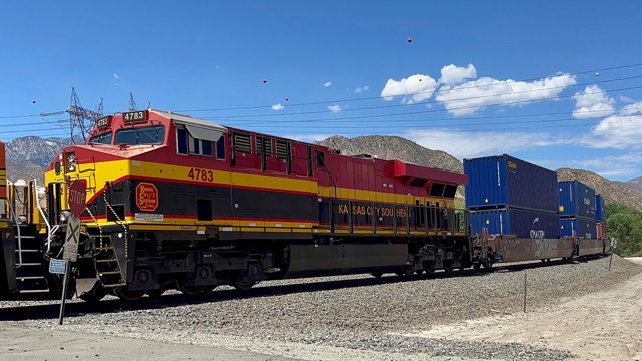 Kansas City Southern 4783 DPU! Awesome Colorful Port Stack Leaving Sullivan’s Curve! Dolby ...