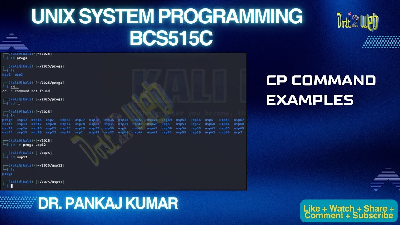 cp (Copy Files & Directories) | UNIX System Programming | VTU | BCS515C - YouTube
