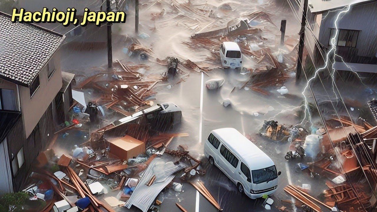 Severe hail weather affected the Japanese city of Hachioji on September ...